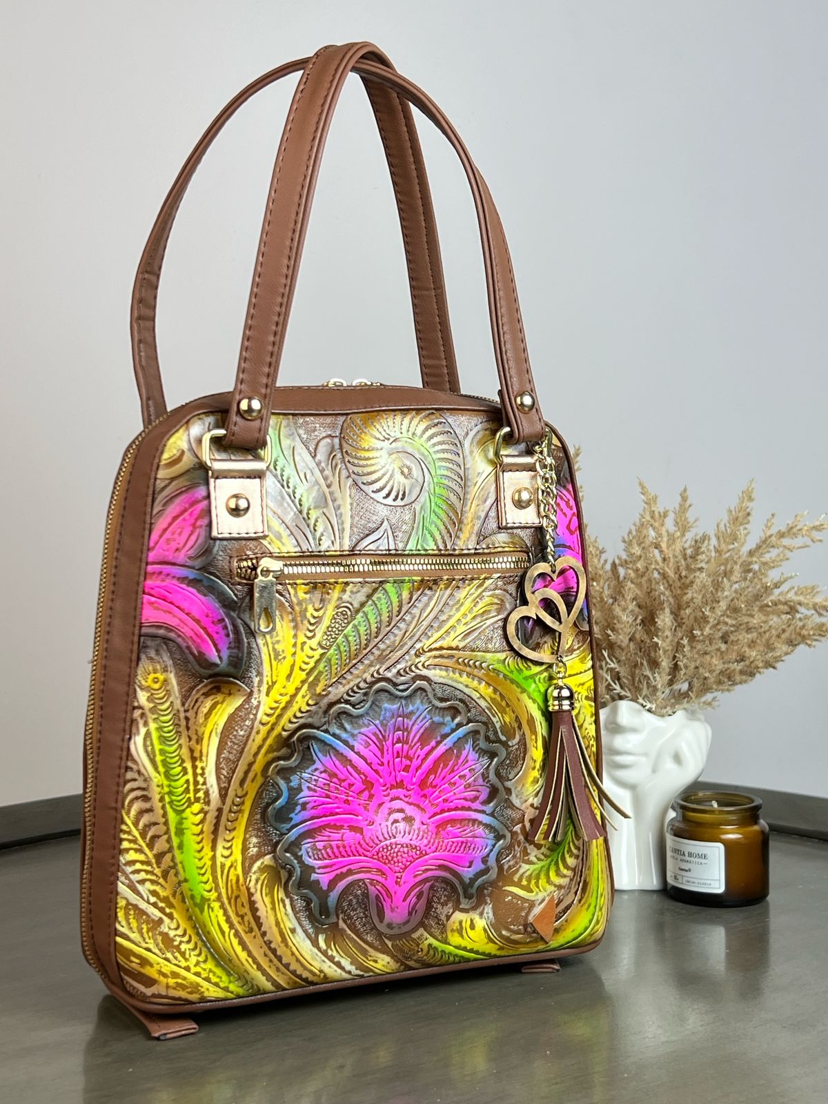 MOD. DOMDAR MOCHILA BIBI FLORES COLORES FIUSHA AMARILLO – Moda Brava Bolsas